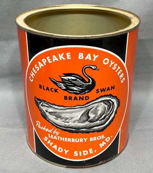 Black Swan Shady Side MD tin advertising can - Dixon's Auction at Crumpton