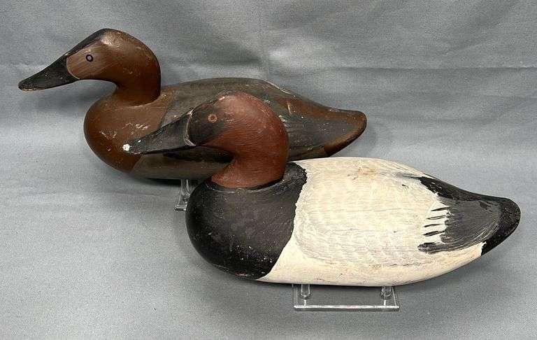 Pair Upper Bay canvasback duck decoys - Dixon's Auction at Crumpton