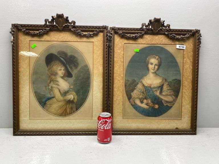 Pair antique framed prints - Dixon's Auction at Crumpton