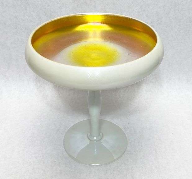 Steuben Aurene Calcite art glass compote - Dixon's Auction at Crumpton