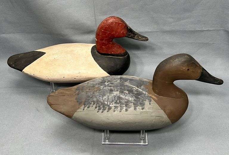 Pair James Holly canvasback duck decoys - Dixon's Auction at Crumpton