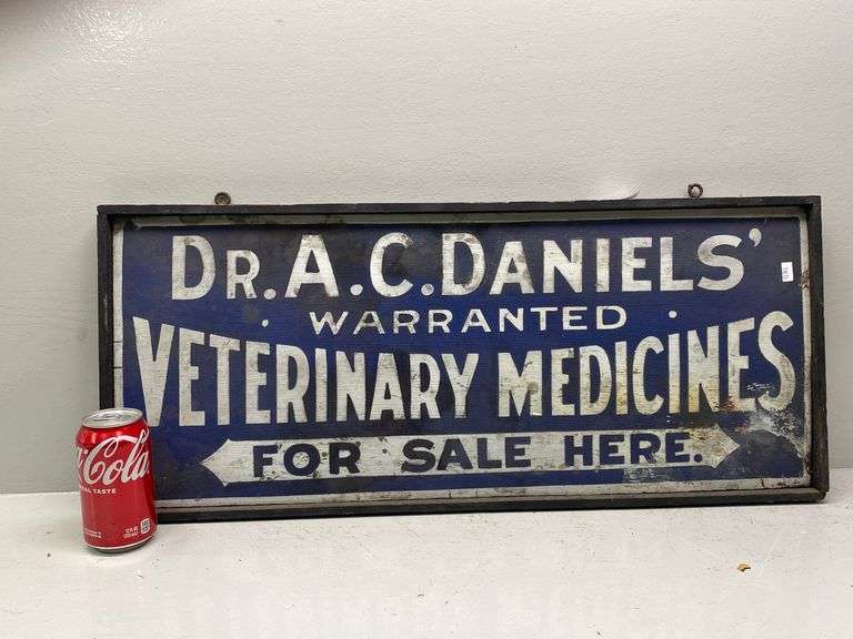 Antique Veterinarian wooden trade sign - Dixon's Auction at Crumpton