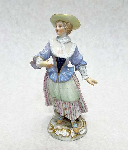 Meissen porcelain figurine of woman - Dixon's Auction at Crumpton