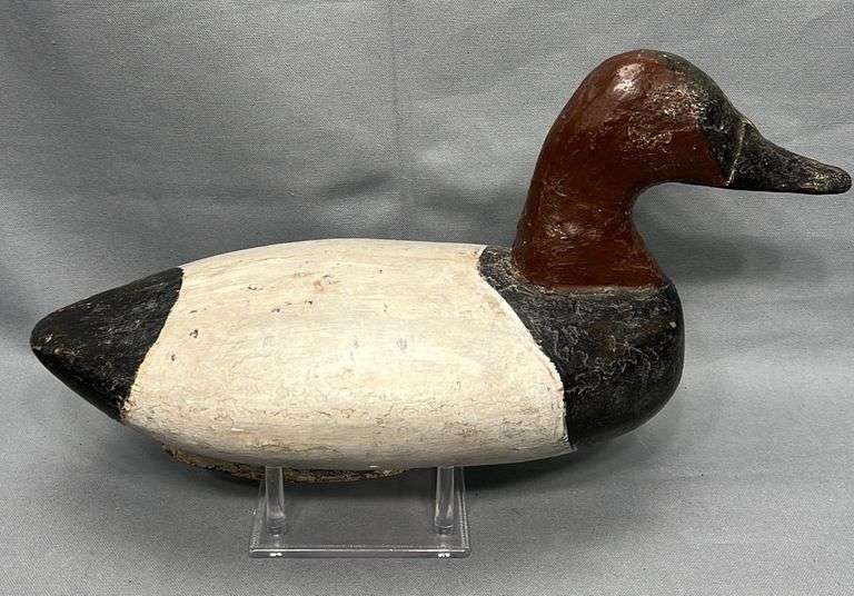 Upper Bay canvasback duck decoy with carved initials - Dixon's Auction ...