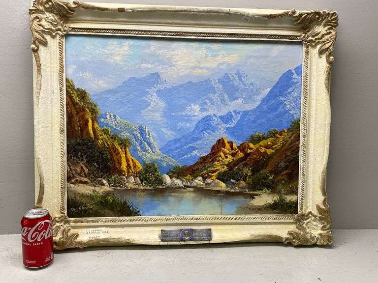 Reginald Grattan 1956 landscape painting - Dixon's Auction at Crumpton