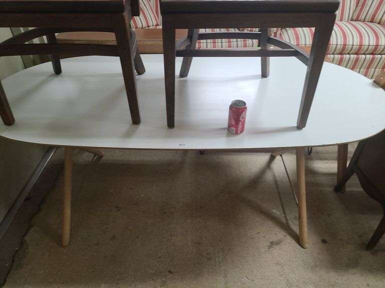 Modern laminate desk, chips - Dixon's Auction at Crumpton