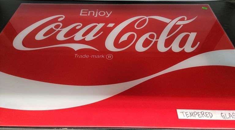 Lot Tempered Glass Coca-Cola Sign - Dixon's Auction at Crumpton