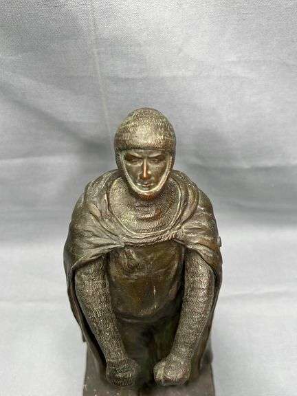 Leon Noel Delagrange French bronze sculpture of knight, missing sword ...