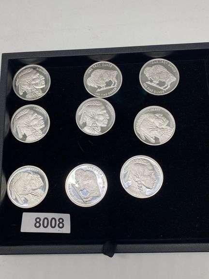 9 Silver .999 silver 1 ozt rounds - Dixon's Auction at Crumpton