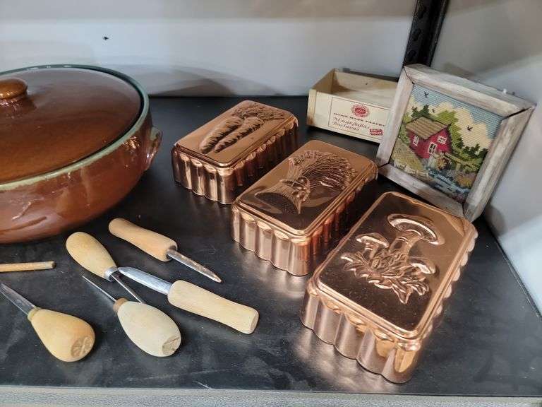 Lot Copper Food Molds, Oyster Knives, Iron Flowers etc - Dixon's ...