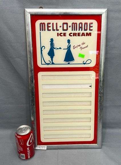 Vintage Mello-O-Made Ice Cream menu board - Dixon's Auction at Crumpton