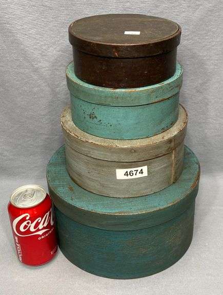 (4) Primitive painted pantry boxes - Dixon's Auction at Crumpton