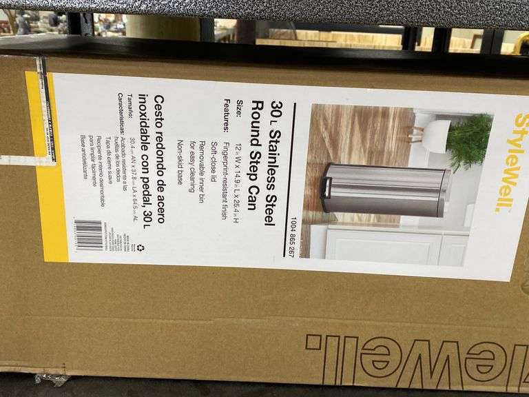 Stylewell 30L stainless steel round step can and pair of Pivoting ...