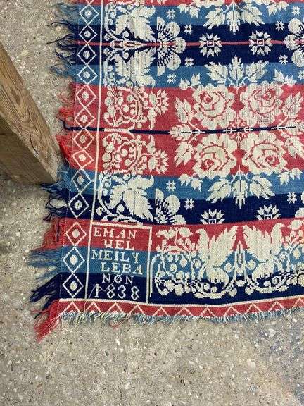 Antique EMAN UEL MELLY LEBA NON 1838 coverlet - Dixon's Auction at Crumpton