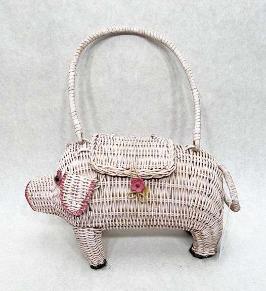 Figural Wicker Pig Purse - Dixon's Auction at Crumpton