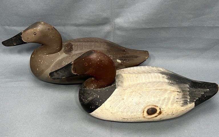 Pair Upper Bay canvasback duck decoys - Dixon's Auction at Crumpton