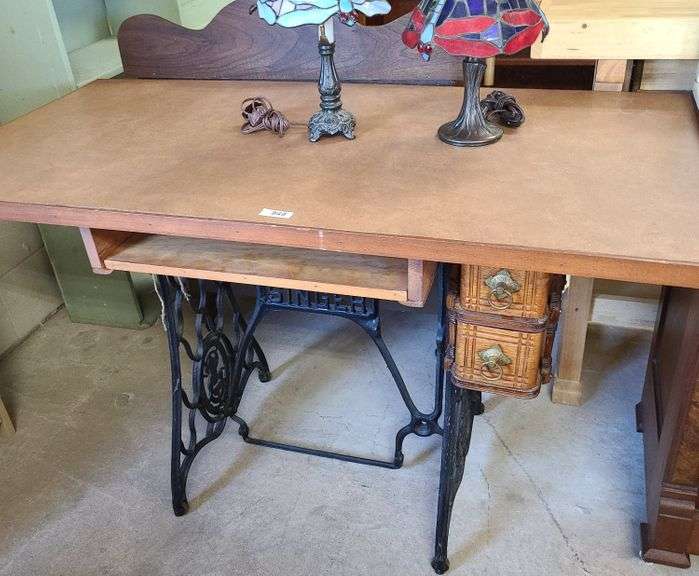 Upcycled sewing machine base table - Dixon's Auction at Crumpton