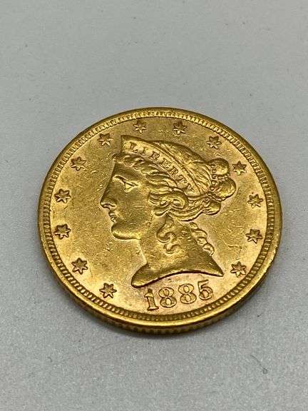 1885 $5 gold American eagle coin - Dixon's Auction at Crumpton