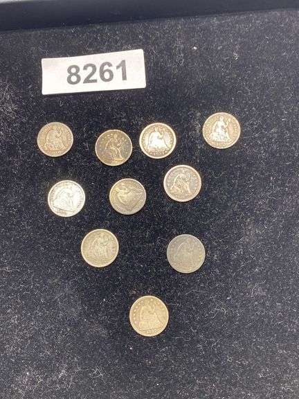 Group of 10 half dimes 1857-1891 - Dixon's Auction at Crumpton