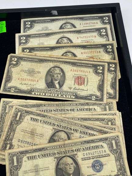 1 Large note silver certificate 10 silver certificates and 5 red note ...