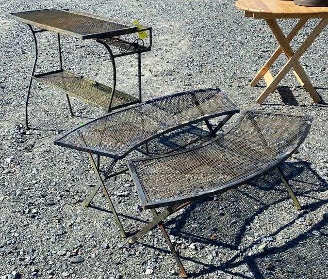 wrought iron benches and stand lot - Dixon's Auction at Crumpton