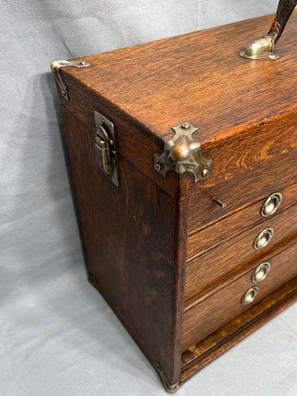 Antique oak Union Tool Chest Works machinist chest - Dixon's Auction at ...