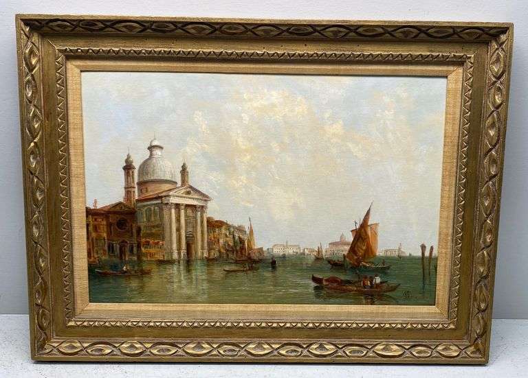 Alfred Pollentine (1836-1890) Oil on Canvas Painting Venice Canal ...