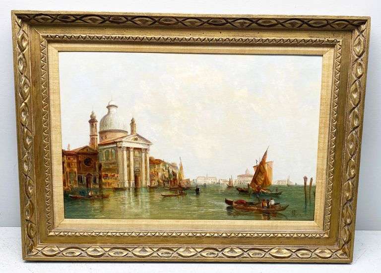 Alfred Pollentine (1836-1890) Oil on Canvas Painting Venice Canal ...