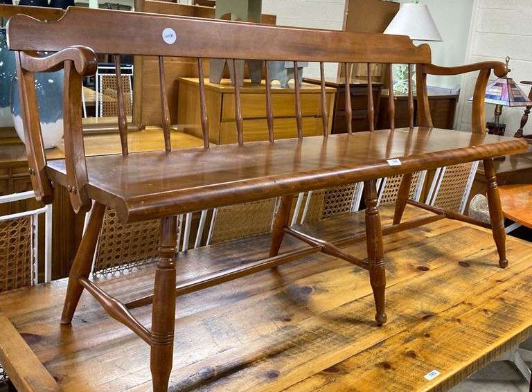 Vintage maple farmhouse deacon's bench - Dixon's Auction at Crumpton
