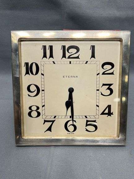 Antique Eterna sterling framed clock - Dixon's Auction at Crumpton