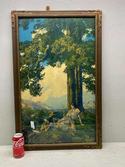 Antique Maxfield Parrish print in original frame with chips - Dixon's ...