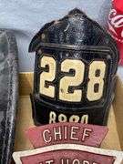 Antique leather fire helmet & reflector - Dixon's Auction at Crumpton