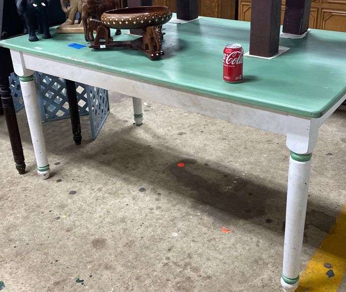 Farmhouse Painted Two Tone Farm Table - Dixon's Auction at Crumpton