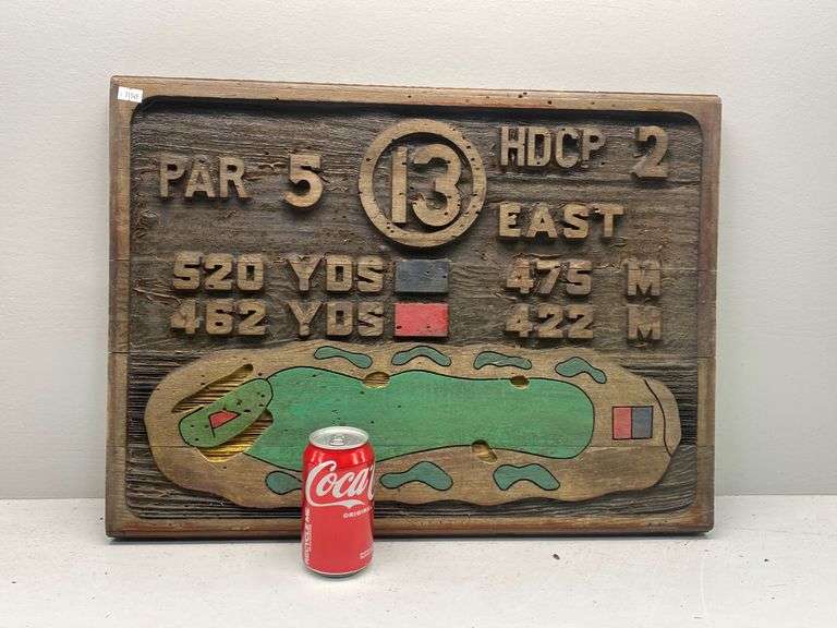 Vintage Carved Wood Golf Course Sign - Dixon's Auction at Crumpton