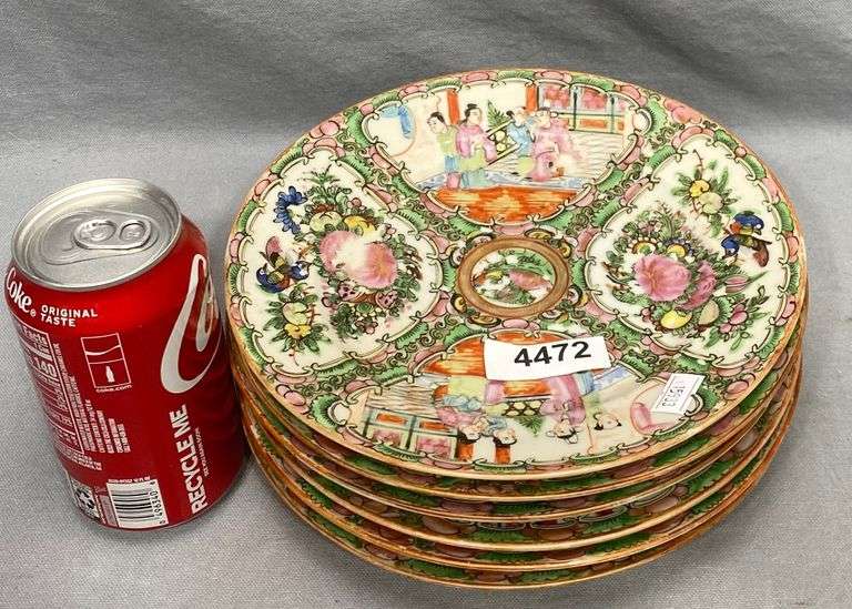 6 Antique Rose Medallion Plates - Dixon's Auction at Crumpton