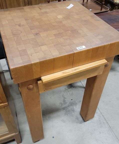 Le Gourmand Butcher Block Kitchen Work Table, A Few Small Splits ...