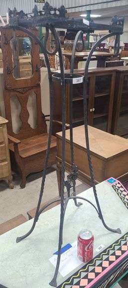 Antique Beaux Arts Wrought Iron Fish Bowl Stand - Dixon's Auction at ...