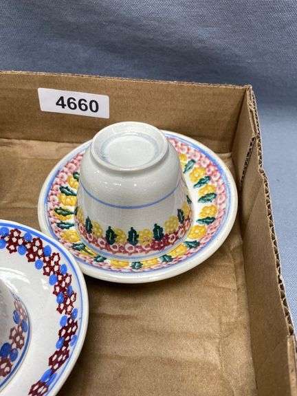 3 Antique Stick Spatter Cup & Saucers - Dixon's Auction at Crumpton