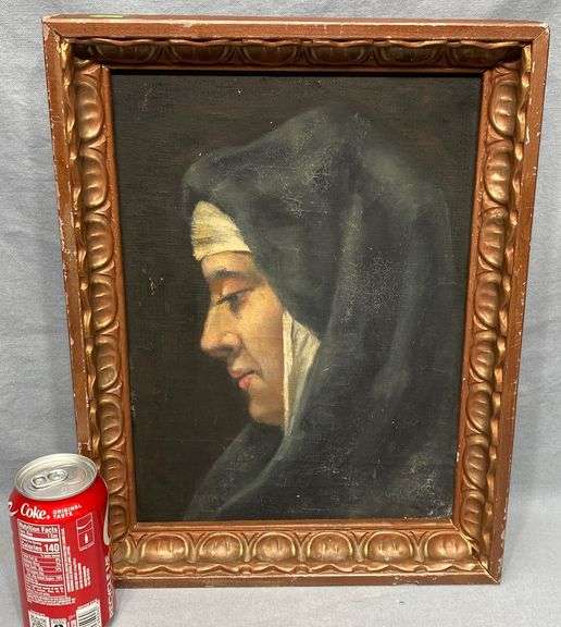 Vintage Portrait Of Nun Oil Painting On Canvas - Dixon's Auction at ...
