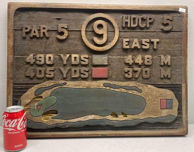 Vintage Carved Wood Golf Course Sign - Dixon's Auction at Crumpton