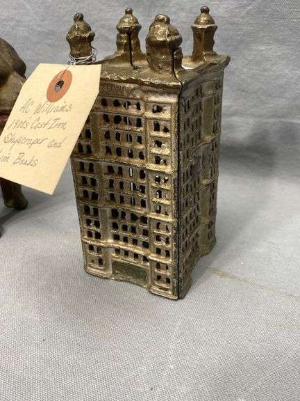 (2) Antique Cast Iron Banks Including A.C. Williams Skyscraper - Dixon ...
