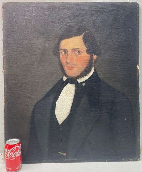 Antique American Folk Art Portrait Of Man - Dixon's Auction at Crumpton
