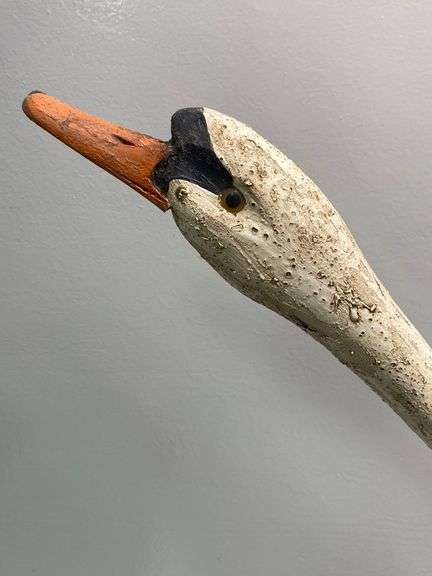Folk Art Hinge Neck Mute Swan Carving With Raised Wings - Dixon's ...