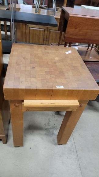 Le Gourmand Butcher Block Kitchen Work Table, A Few Small Splits ...