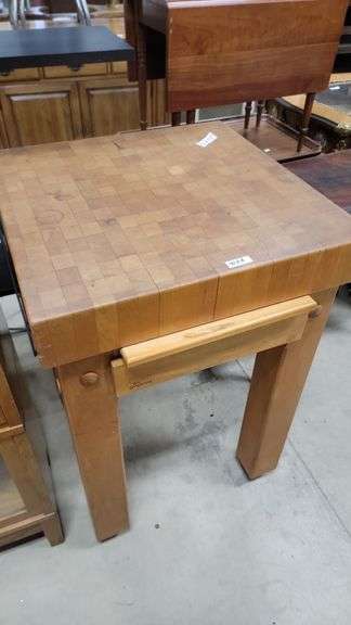 Le Gourmand Butcher Block Kitchen Work Table, A Few Small Splits ...