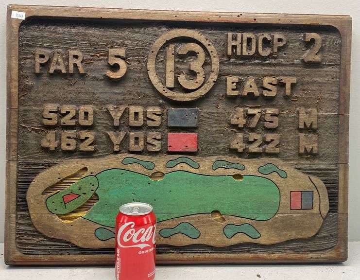Vintage Carved Wood Golf Course Sign - Dixon's Auction at Crumpton