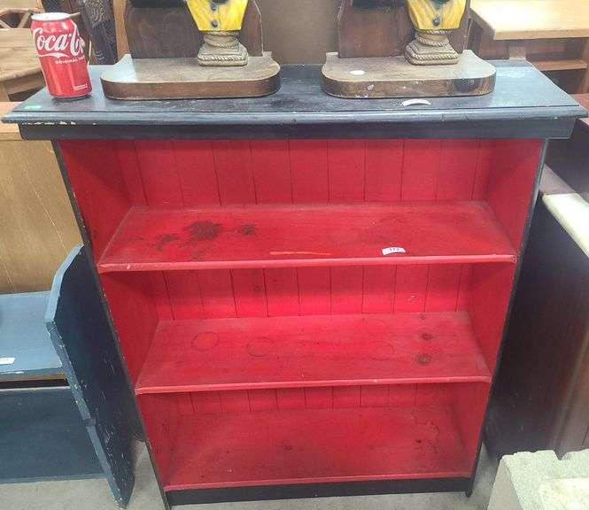 Rustic Painted Bookshelf, Wear - Dixon's Auction at Crumpton