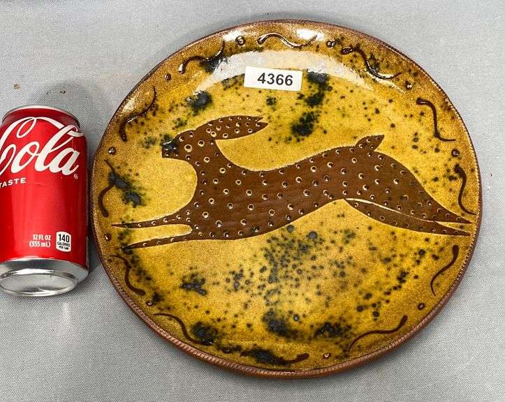 Reproduction Redware Rabbit Plate-Signed - Dixon's Auction at Crumpton