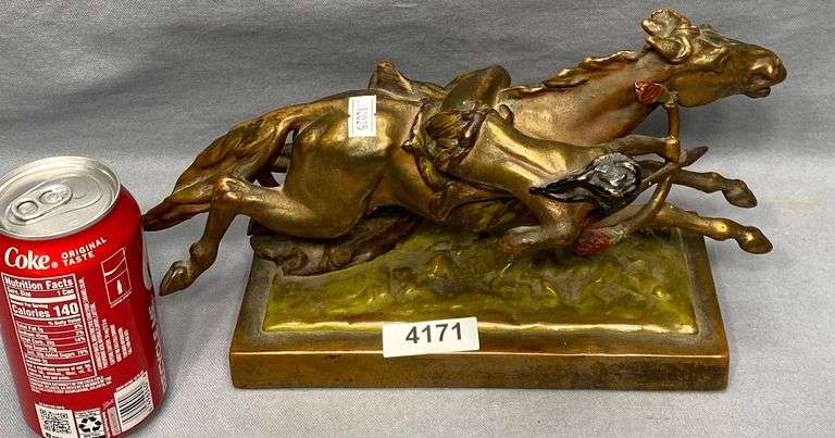Antique Bronze Clad Native American Hunter Sculpture - Dixon's Auction ...