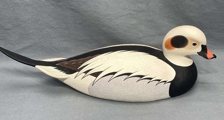 Ned Mayne 2009 Old Squaw Decoy, Stress Lines In Paint Only Around Base ...